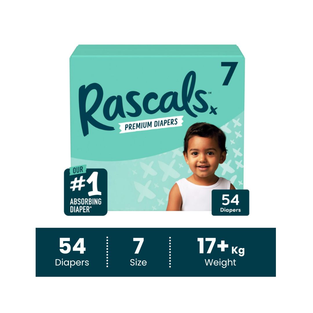 Rascals Premium Baby Tape Diapers Jumbo Box - Size 7, 17+ kg, 54 Count ...